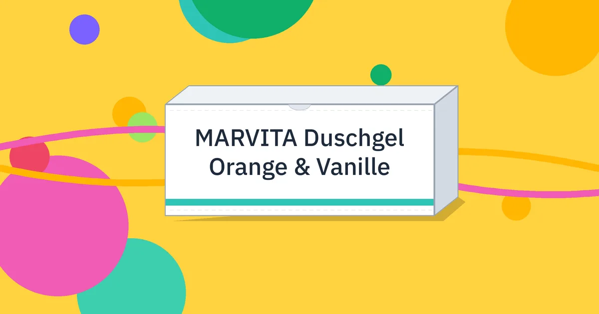 Symbolbild: Packung mit der Aufschrift MARVITA Duschgel Orange & Vanille (PZN 14242103) – Verfügbarkeit und Bezug in Apotheken in Frankfurt am Main