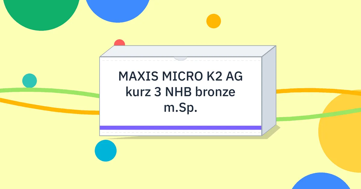 Symbolbild: Packung mit der Aufschrift MAXIS MICRO K2 AG kurz 3 NHB bronze m.Sp. (PZN 17673915) – Verfügbarkeit und Bezug in Apotheken in Frankfurt am Main