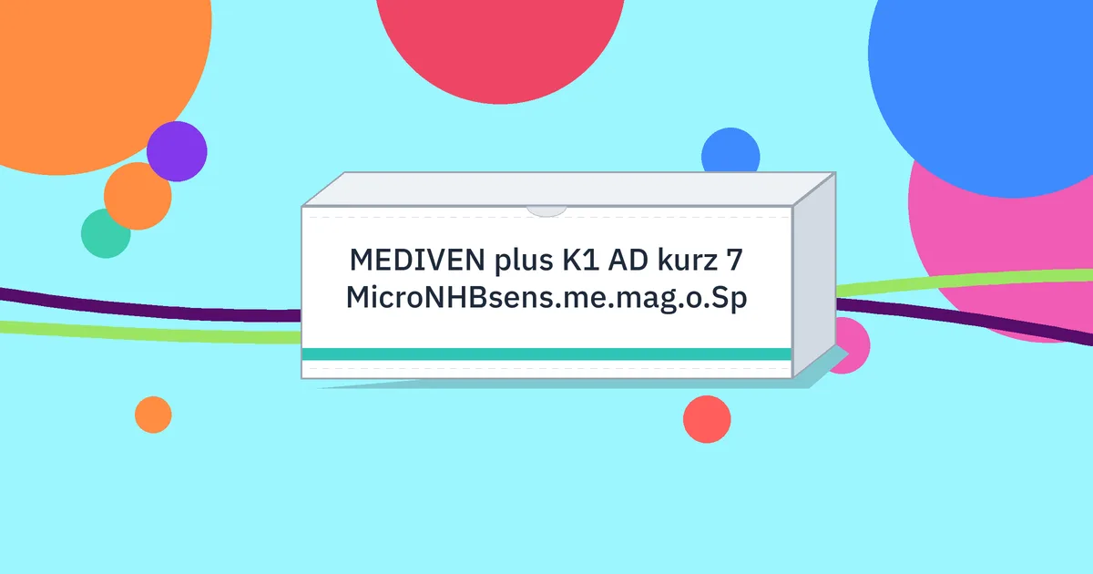 Symbolbild: Packung mit der Aufschrift MEDIVEN plus K1 AD kurz 7 MicroNHBsens.me.mag.o.Sp (PZN 15906887) – Verfügbarkeit und Bezug in Apotheken in Frankfurt am Main