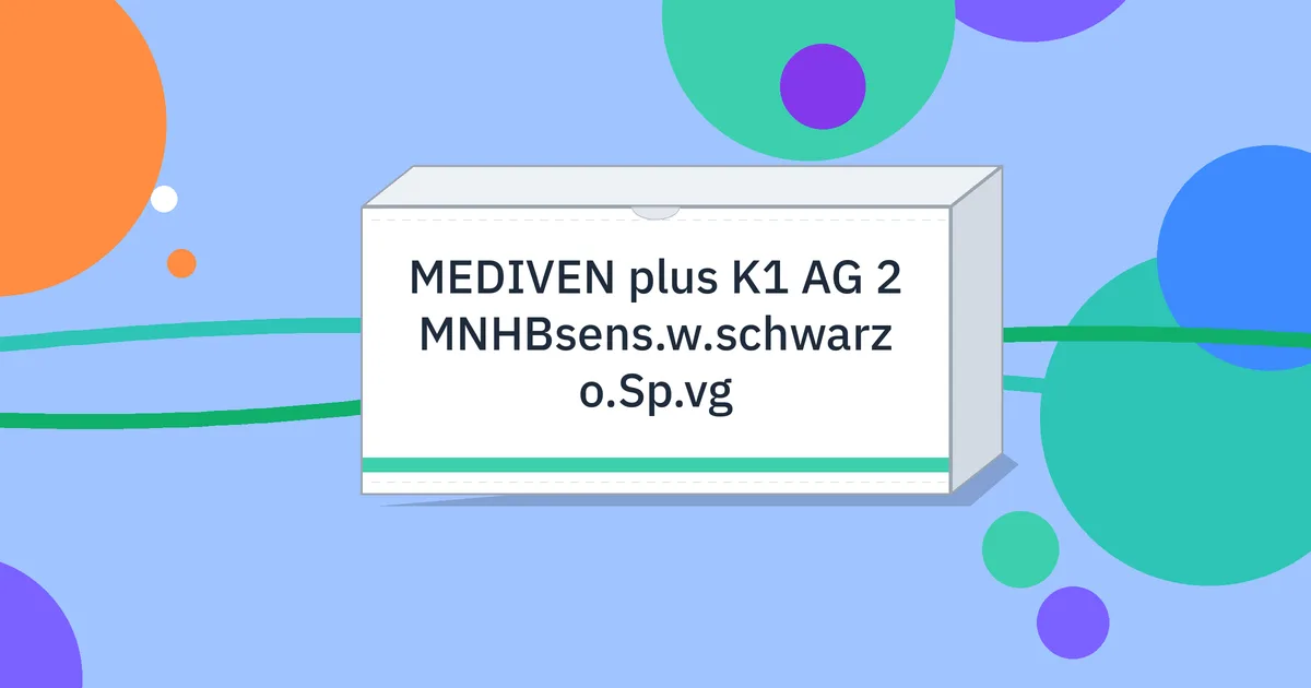 Symbolbild: Packung mit der Aufschrift MEDIVEN plus K1 AG 2 MNHBsens.w.schwarz o.Sp.vg (PZN 16073107) – Verfügbarkeit und Bezug in Apotheken in Frankfurt am Main