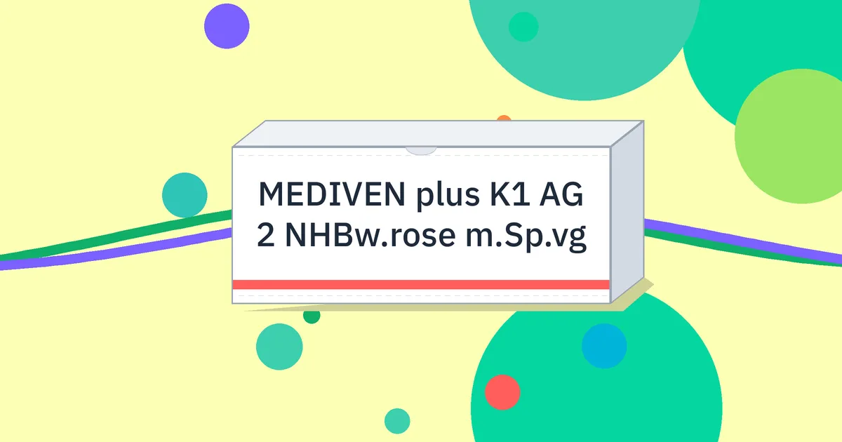 Symbolbild: Packung mit der Aufschrift MEDIVEN plus K1 AG 2 NHBw.rose m.Sp.vg (PZN 15923383) – Verfügbarkeit und Bezug in Apotheken in Frankfurt am Main