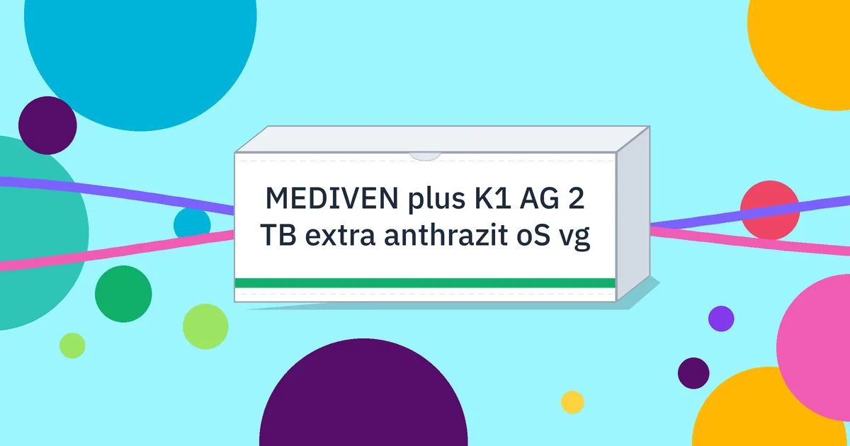 Symbolbild: Packung mit der Aufschrift MEDIVEN plus K1 AG 2 TB extra anthrazit oS vg (PZN 15062188) – Verfügbarkeit und Bezug in Apotheken in Frankfurt am Main