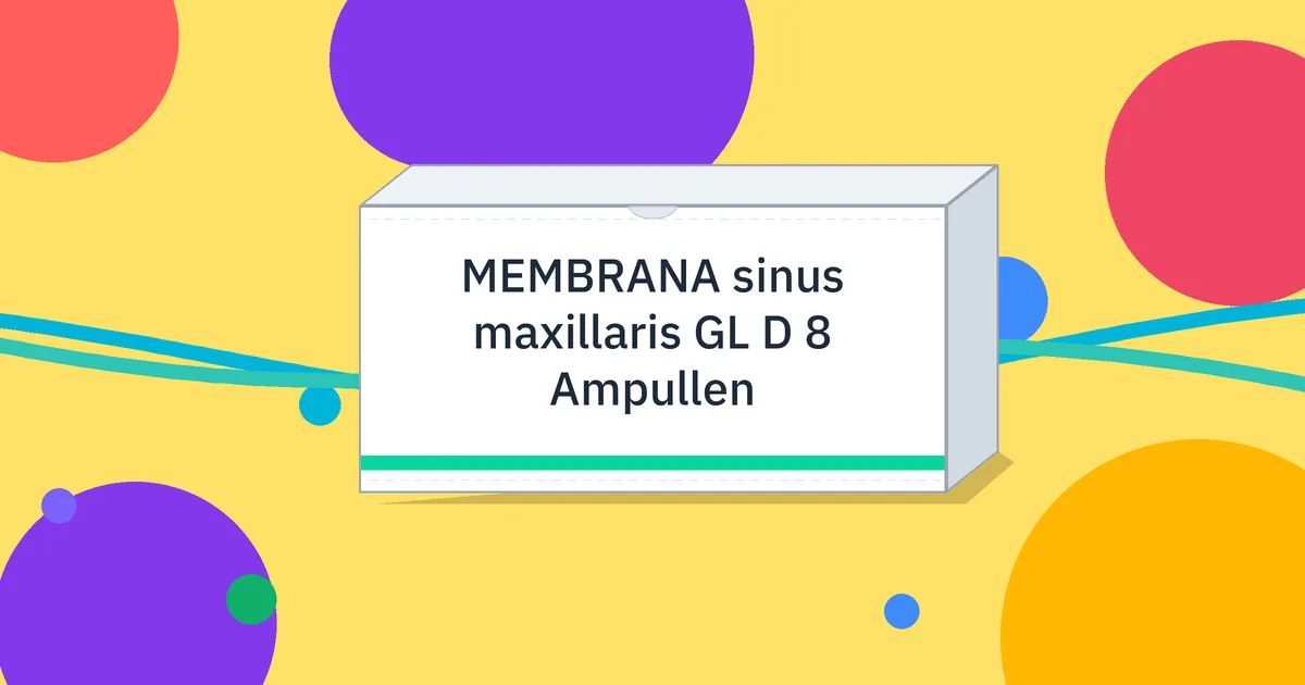 Symbolbild: Packung mit der Aufschrift MEMBRANA sinus maxillaris GL D 8 Ampullen (PZN 03355809) – Verfügbarkeit und Bezug in Apotheken in Frankfurt am Main