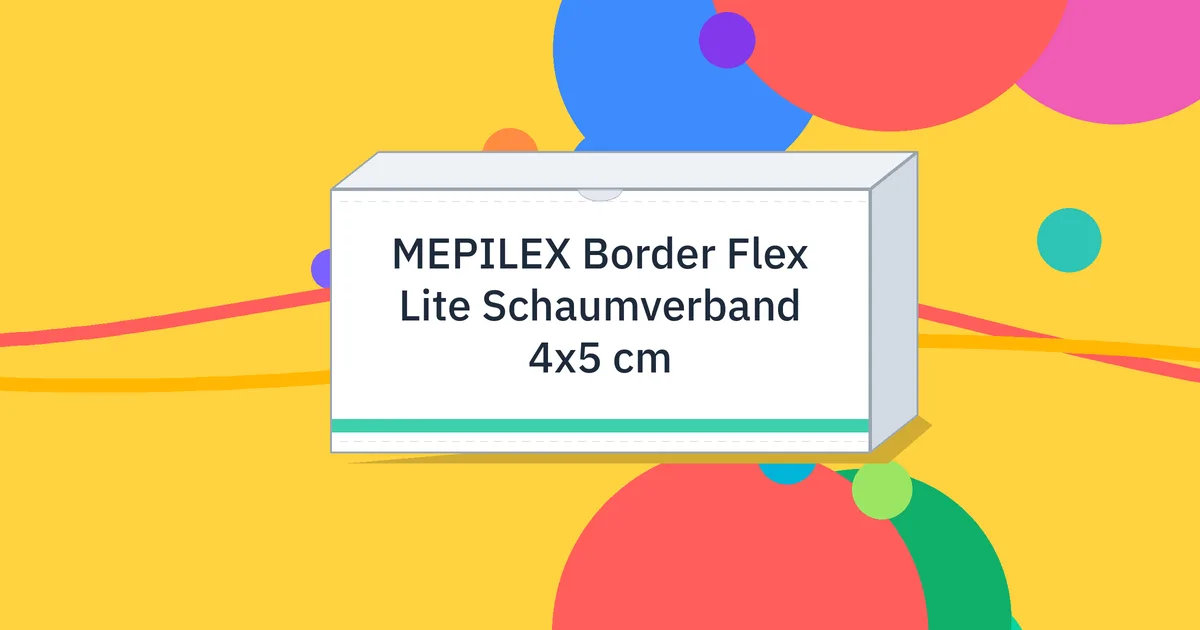 Symbolbild: Packung mit der Aufschrift MEPILEX Border Flex Lite Schaumverband 4x5 cm (PZN 19335128) – Verfügbarkeit und Bezug in Apotheken in Frankfurt am Main