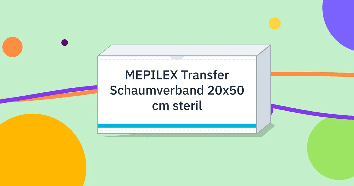 Symbolbild: Packung mit der Aufschrift MEPILEX Transfer Schaumverband 20x50 cm steril (PZN 18084782) – Verfügbarkeit und Bezug in Apotheken in Frankfurt am Main