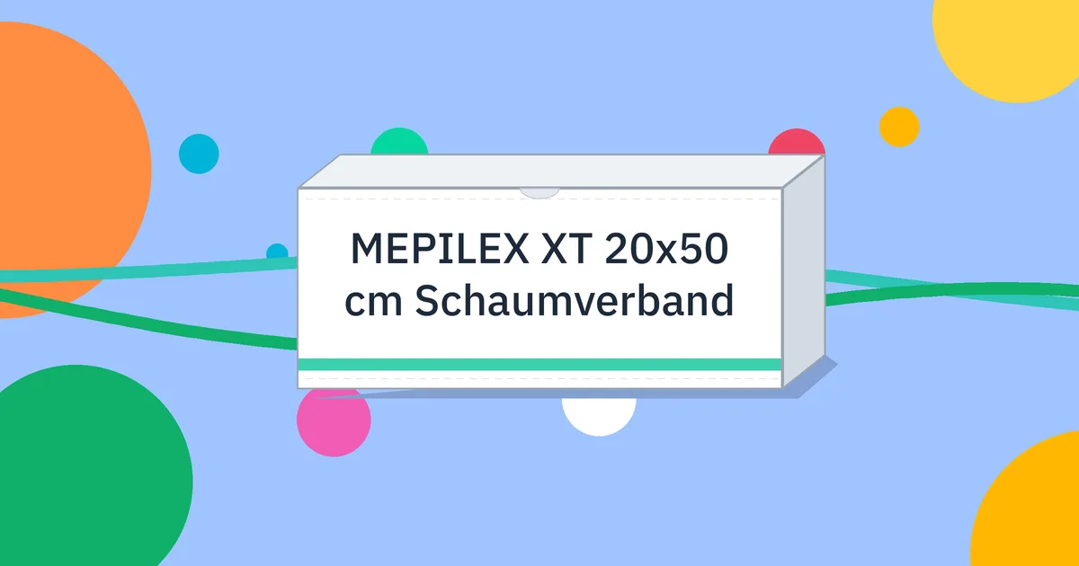 Symbolbild: Packung mit der Aufschrift MEPILEX XT 20x50 cm Schaumverband (PZN 12577319) – Verfügbarkeit und Bezug in Apotheken in Frankfurt am Main