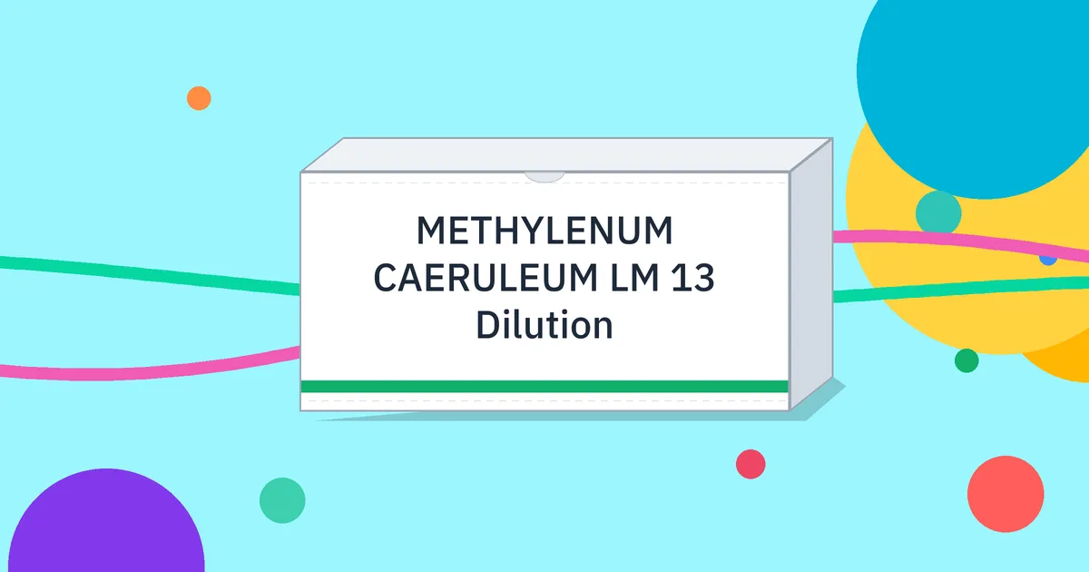 Symbolbild: Packung mit der Aufschrift METHYLENUM CAERULEUM LM 13 Dilution (PZN 13607040) – Verfügbarkeit und Bezug in Apotheken in Frankfurt am Main