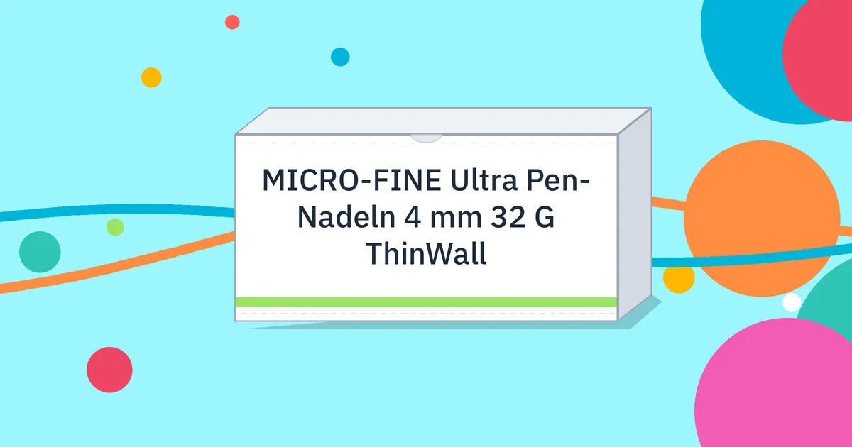 Symbolbild: Packung mit der Aufschrift MICRO-FINE Ultra Pen-Nadeln 4 mm 32 G ThinWall (PZN 20828379) – Verfügbarkeit und Bezug in Apotheken in Frankfurt am Main