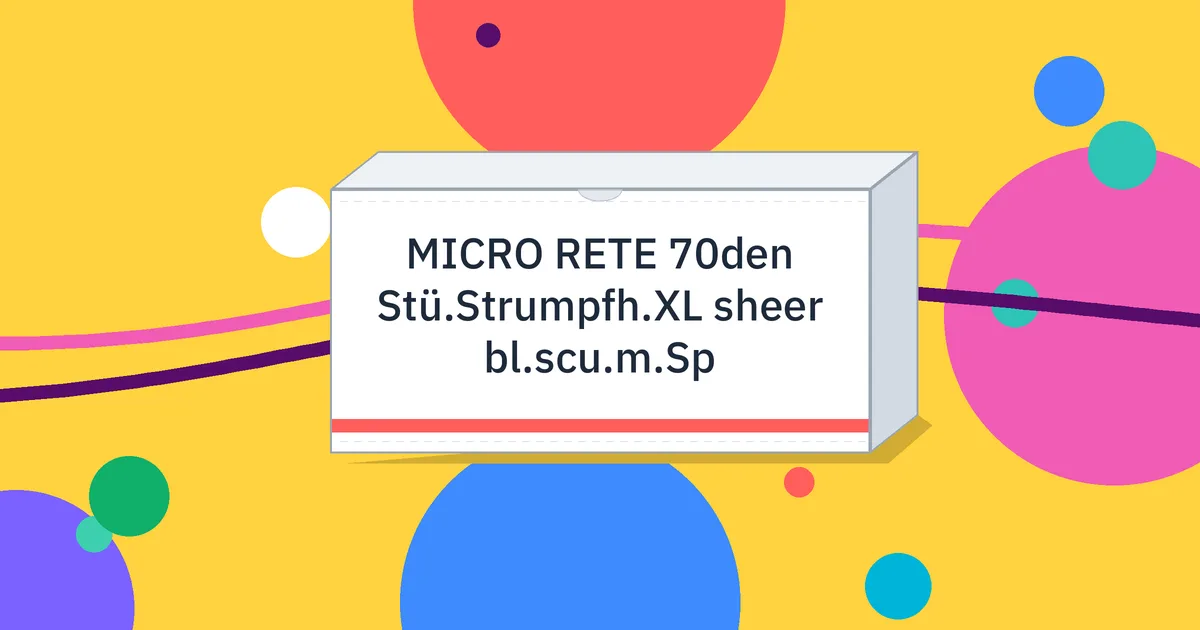 Symbolbild: Packung mit der Aufschrift MICRO RETE 70den Stü.Strumpfh.XL sheer bl.scu.m.Sp (PZN 06450247) – Verfügbarkeit und Bezug in Apotheken in Frankfurt am Main
