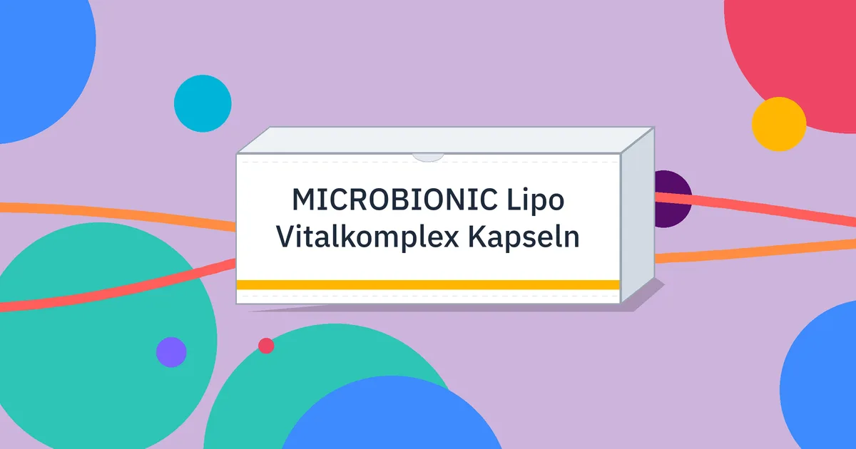 Symbolbild: Packung mit der Aufschrift MICROBIONIC Lipo Vitalkomplex Kapseln (PZN 20049043) – Verfügbarkeit und Bezug in Apotheken in Frankfurt am Main