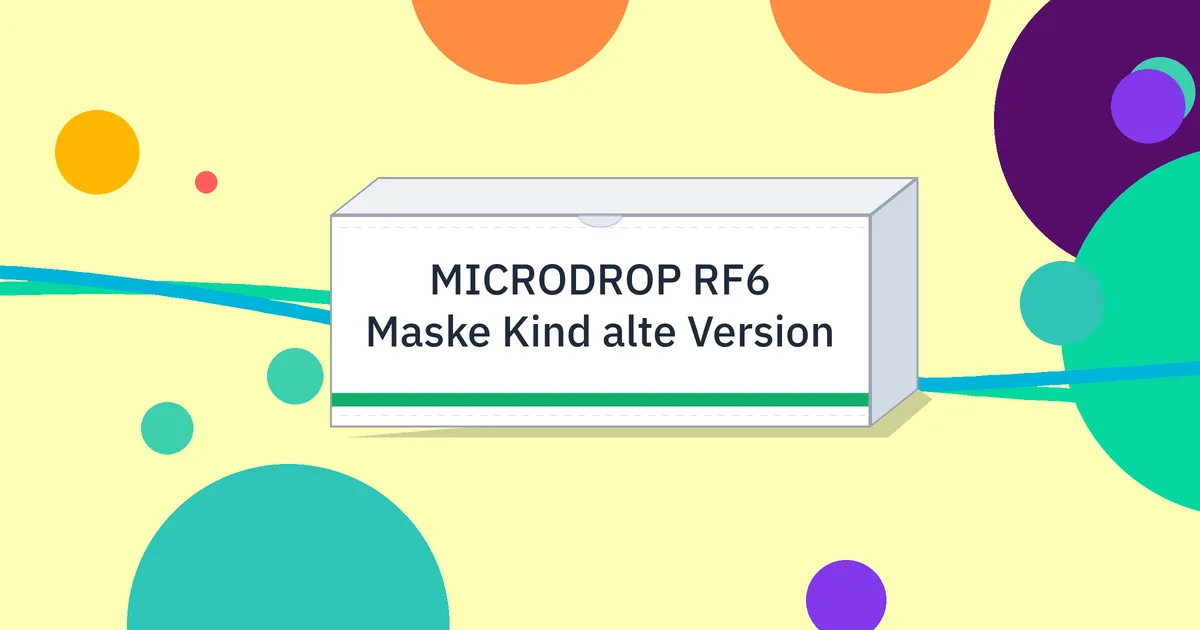 Symbolbild: Packung mit der Aufschrift MICRODROP RF6 Maske Kind alte Version (PZN 18257099) – Verfügbarkeit und Bezug in Apotheken in Frankfurt am Main