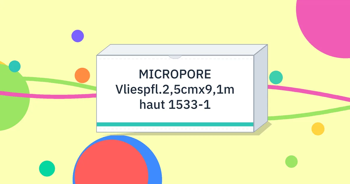 Symbolbild: Packung mit der Aufschrift MICROPORE Vliespfl.2,5cmx9,1m haut 1533-1 (PZN 01319703) – Verfügbarkeit und Bezug in Apotheken in Frankfurt am Main