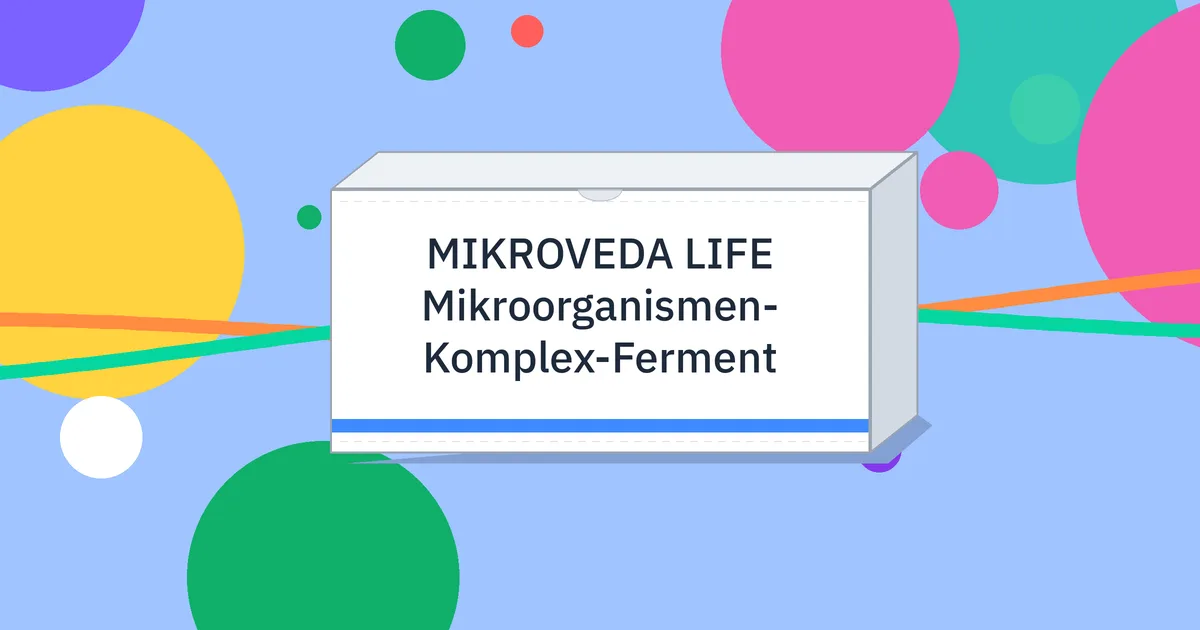 Symbolbild: Packung mit der Aufschrift MIKROVEDA LIFE Mikroorganismen-Komplex-Ferment (PZN 17541125) – Verfügbarkeit und Bezug in Apotheken in Frankfurt am Main