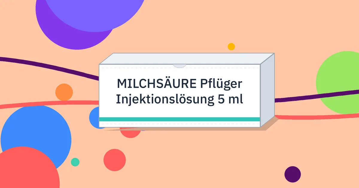 Symbolbild: Packung mit der Aufschrift MILCHSÄURE Pflüger Injektionslösung 5 ml (PZN 01222412) – Verfügbarkeit und Bezug in Apotheken in Frankfurt am Main