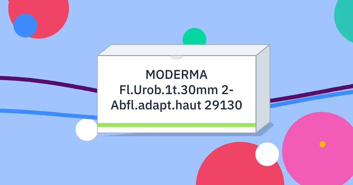 Symbolbild: Packung mit der Aufschrift MODERMA Fl.Urob.1t.30mm 2-Abfl.adapt.haut 29130 (PZN 02041115) – Verfügbarkeit und Bezug in Apotheken in Frankfurt am Main