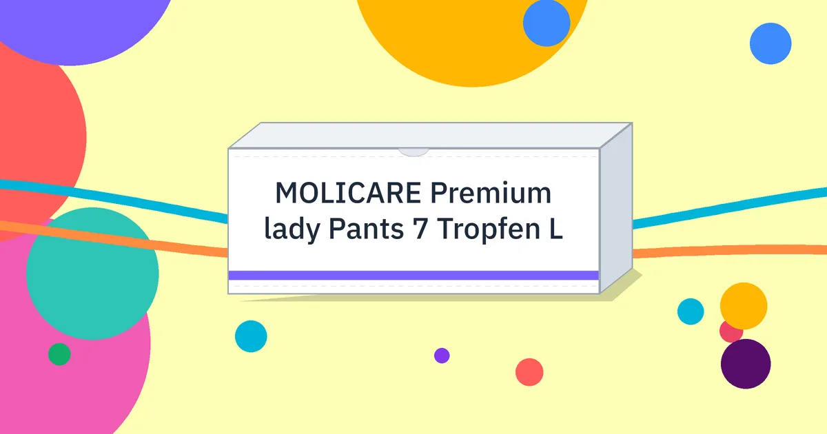 Symbolbild: Packung mit der Aufschrift MOLICARE Premium lady Pants 7 Tropfen L (PZN 14022614) – Verfügbarkeit und Bezug in Apotheken in Frankfurt am Main