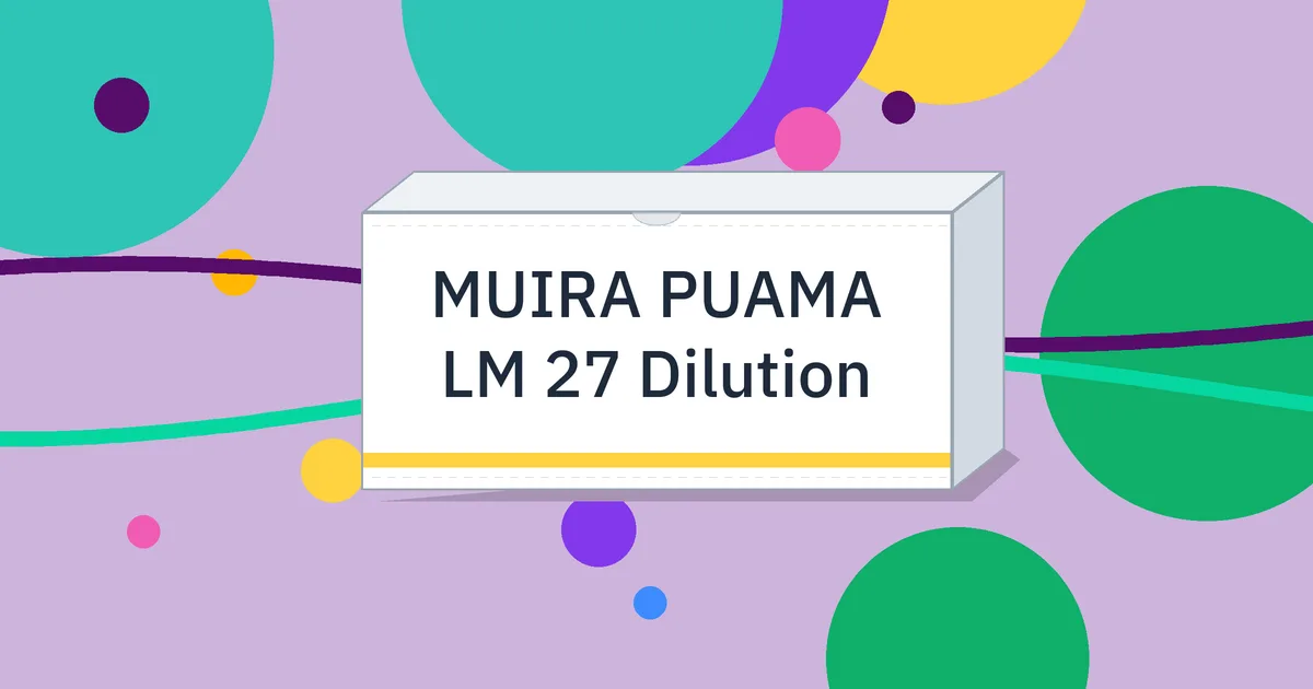 Symbolbild: Packung mit der Aufschrift MUIRA PUAMA LM 27 Dilution (PZN 13611389) – Verfügbarkeit und Bezug in Apotheken in Frankfurt am Main