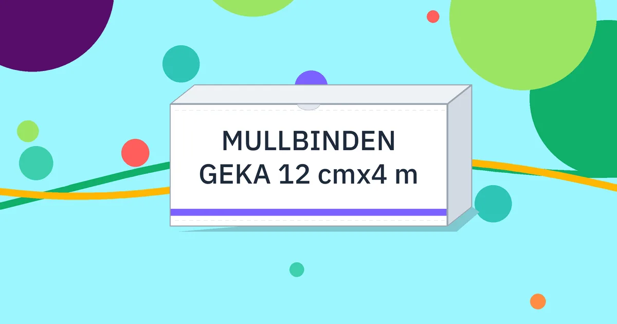 Symbolbild: Packung mit der Aufschrift MULLBINDEN GEKA 12 cmx4 m (PZN 01568547) – Verfügbarkeit und Bezug in Apotheken in Frankfurt am Main