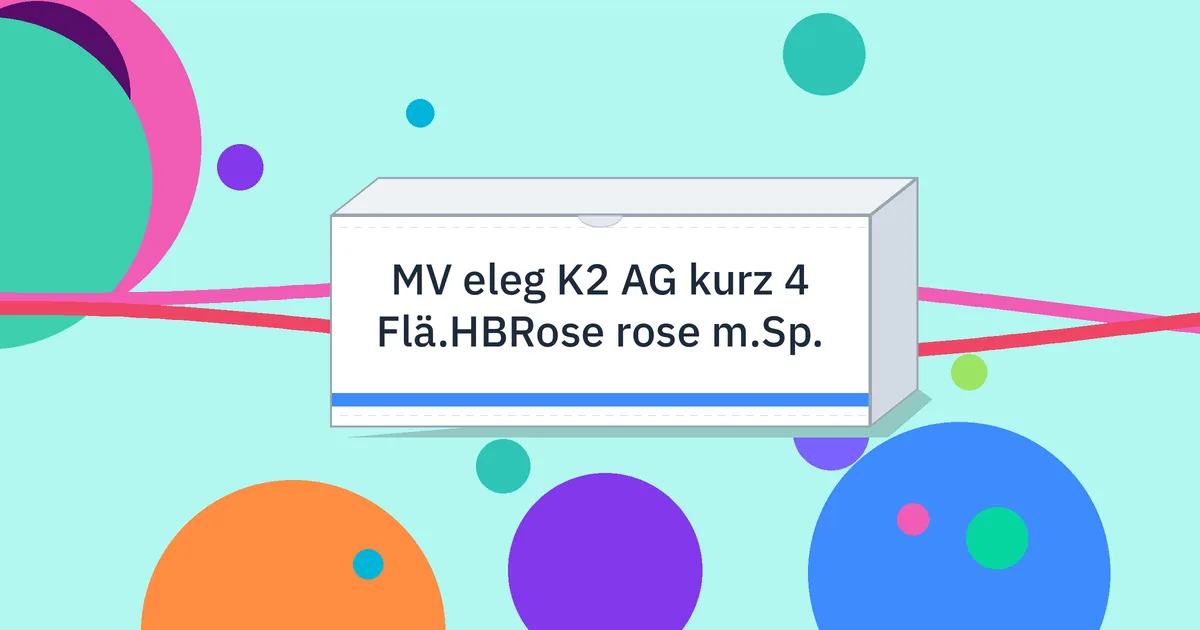 Symbolbild: Packung mit der Aufschrift MV eleg K2 AG kurz 4 Flä.HBRose rose m.Sp. (PZN 15703954) – Verfügbarkeit und Bezug in Apotheken in Frankfurt am Main