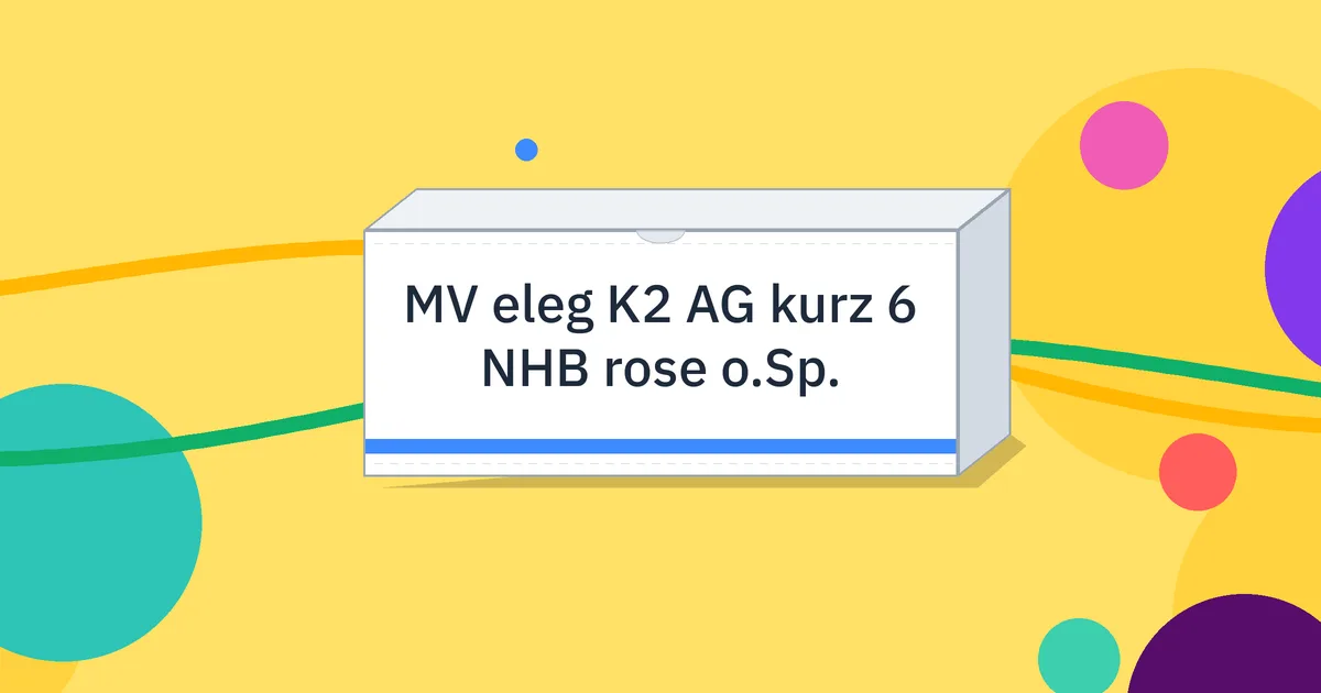 Symbolbild: Packung mit der Aufschrift MV eleg K2 AG kurz 6 NHB rose o.Sp. (PZN 15716069) – Verfügbarkeit und Bezug in Apotheken in Frankfurt am Main
