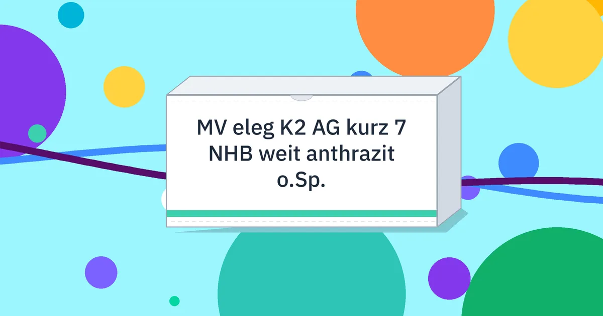 Symbolbild: Packung mit der Aufschrift MV eleg K2 AG kurz 7 NHB weit anthrazit o.Sp. (PZN 15713987) – Verfügbarkeit und Bezug in Apotheken in Frankfurt am Main