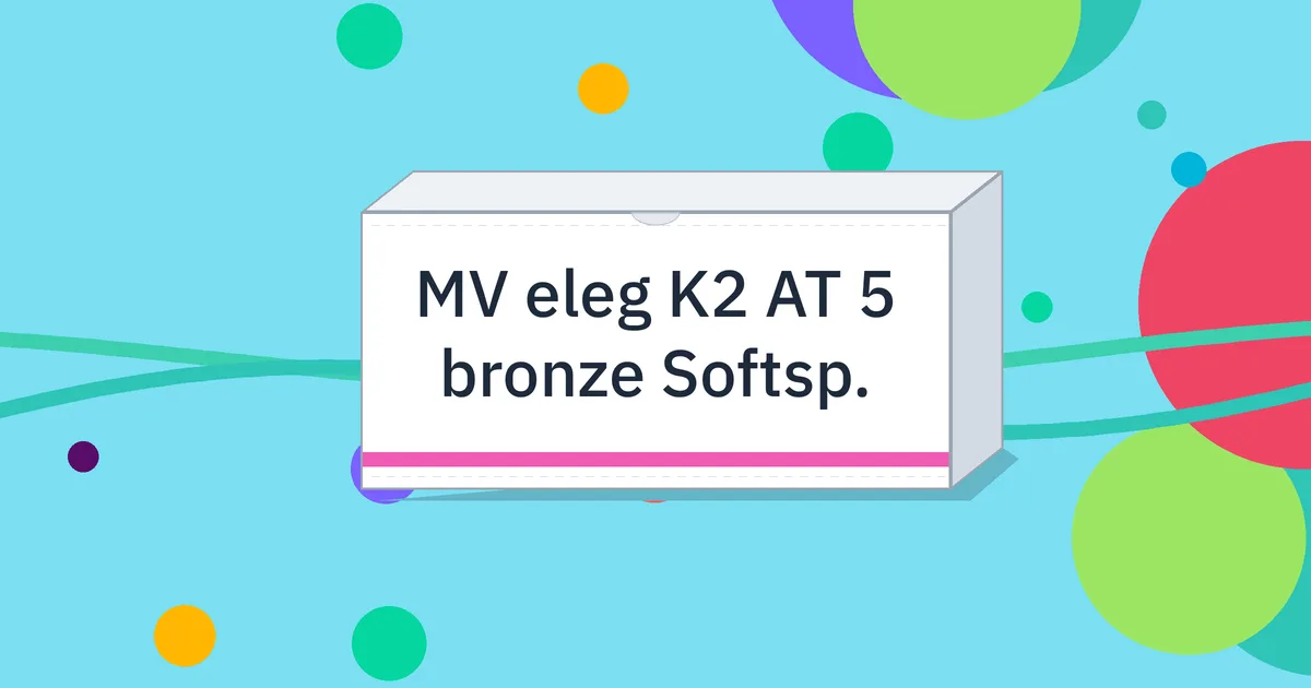 Symbolbild: Packung mit der Aufschrift MV eleg K2 AT 5 bronze Softsp. (PZN 15284782) – Verfügbarkeit und Bezug in Apotheken in Frankfurt am Main
