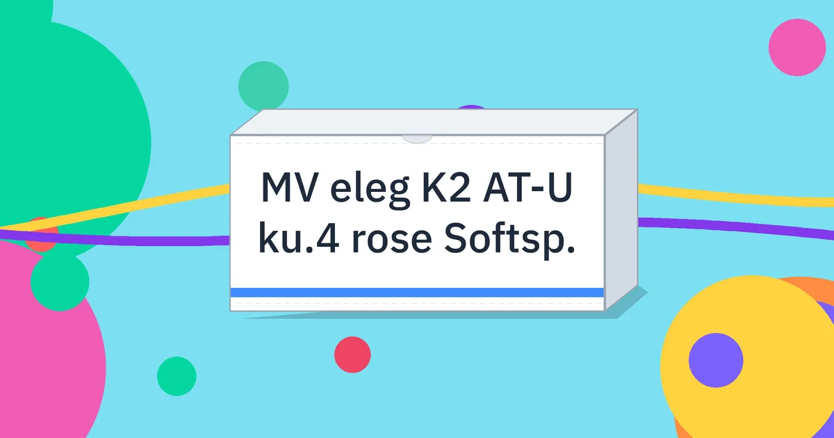 Symbolbild: Packung mit der Aufschrift MV eleg K2 AT-U ku.4 rose Softsp. (PZN 15292385) – Verfügbarkeit und Bezug in Apotheken in Frankfurt am Main