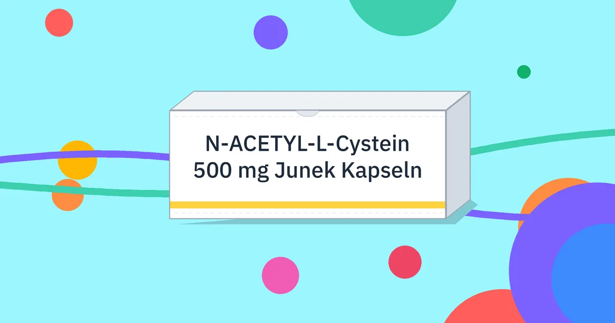 Symbolbild: Packung mit der Aufschrift N-ACETYL-L-Cystein 500 mg Junek Kapseln (PZN 04738582) – Verfügbarkeit und Bezug in Apotheken in Frankfurt am Main
