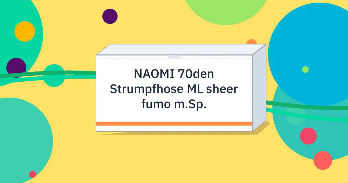 Symbolbild: Packung mit der Aufschrift NAOMI 70den Strumpfhose ML sheer fumo m.Sp. (PZN 16179277) – Verfügbarkeit und Bezug in Apotheken in Frankfurt am Main