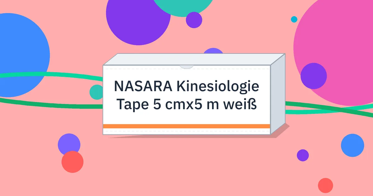 Symbolbild: Packung mit der Aufschrift NASARA Kinesiologie Tape 5 cmx5 m weiß (PZN 10335339) – Verfügbarkeit und Bezug in Apotheken in Frankfurt am Main