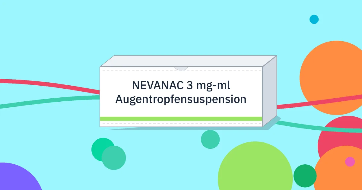 Symbolbild: Packung mit der Aufschrift NEVANAC 3 mg-ml Augentropfensuspension (PZN 13505434) – Verfügbarkeit und Bezug in Apotheken in Frankfurt am Main