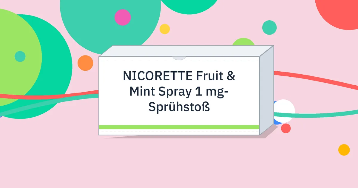 Symbolbild: Packung mit der Aufschrift NICORETTE Fruit & Mint Spray 1 mg-Sprühstoß (PZN 17450279) – Verfügbarkeit und Bezug in Apotheken in Frankfurt am Main