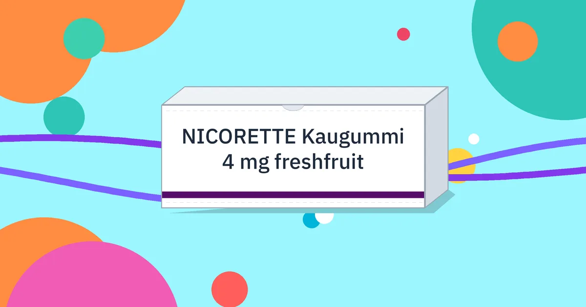Symbolbild: Packung mit der Aufschrift NICORETTE Kaugummi 4 mg freshfruit (PZN 07274829) – Verfügbarkeit und Bezug in Apotheken in Frankfurt am Main