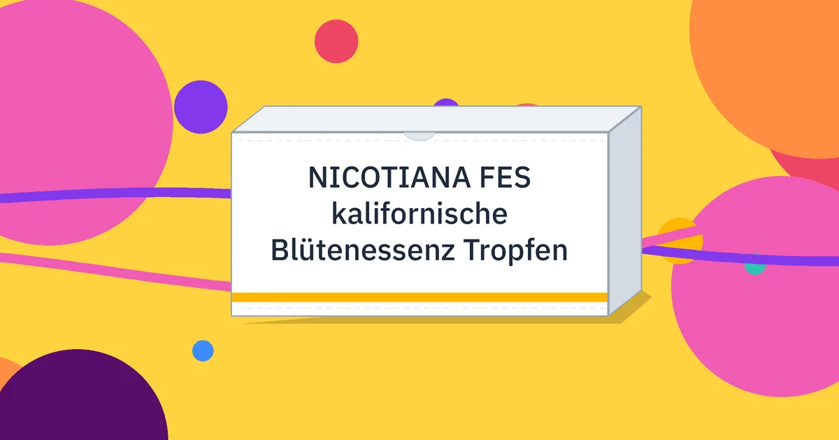 Symbolbild: Packung mit der Aufschrift NICOTIANA FES kalifornische Blütenessenz Tropfen (PZN 09172553) – Verfügbarkeit und Bezug in Apotheken in Frankfurt am Main