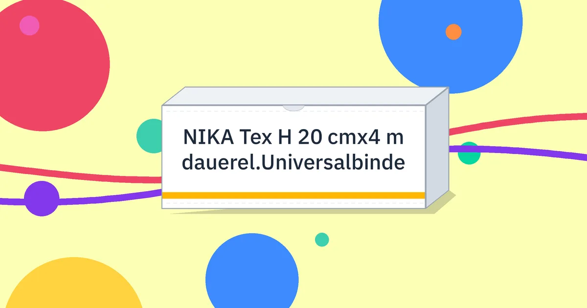 Symbolbild: Packung mit der Aufschrift NIKA Tex H 20 cmx4 m dauerel.Universalbinde (PZN 18170932) – Verfügbarkeit und Bezug in Apotheken in Frankfurt am Main