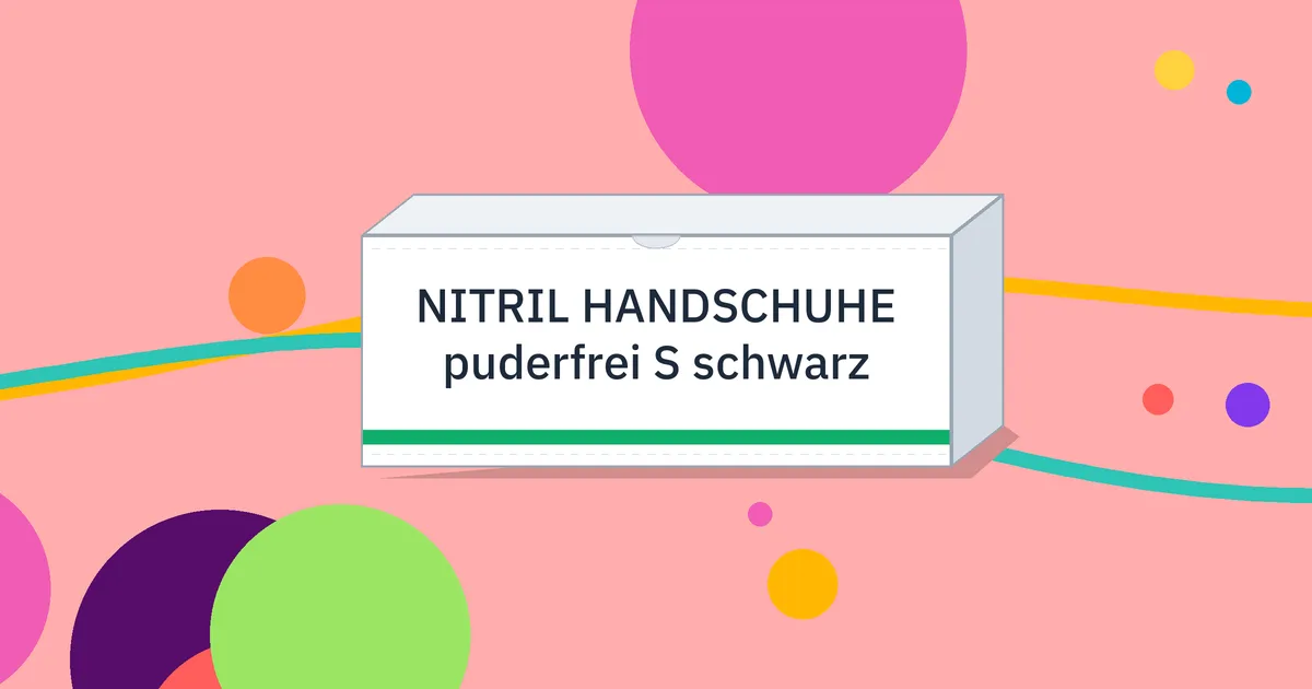 Symbolbild: Packung mit der Aufschrift NITRIL HANDSCHUHE puderfrei S schwarz (PZN 09617251) – Verfügbarkeit und Bezug in Apotheken in Frankfurt am Main