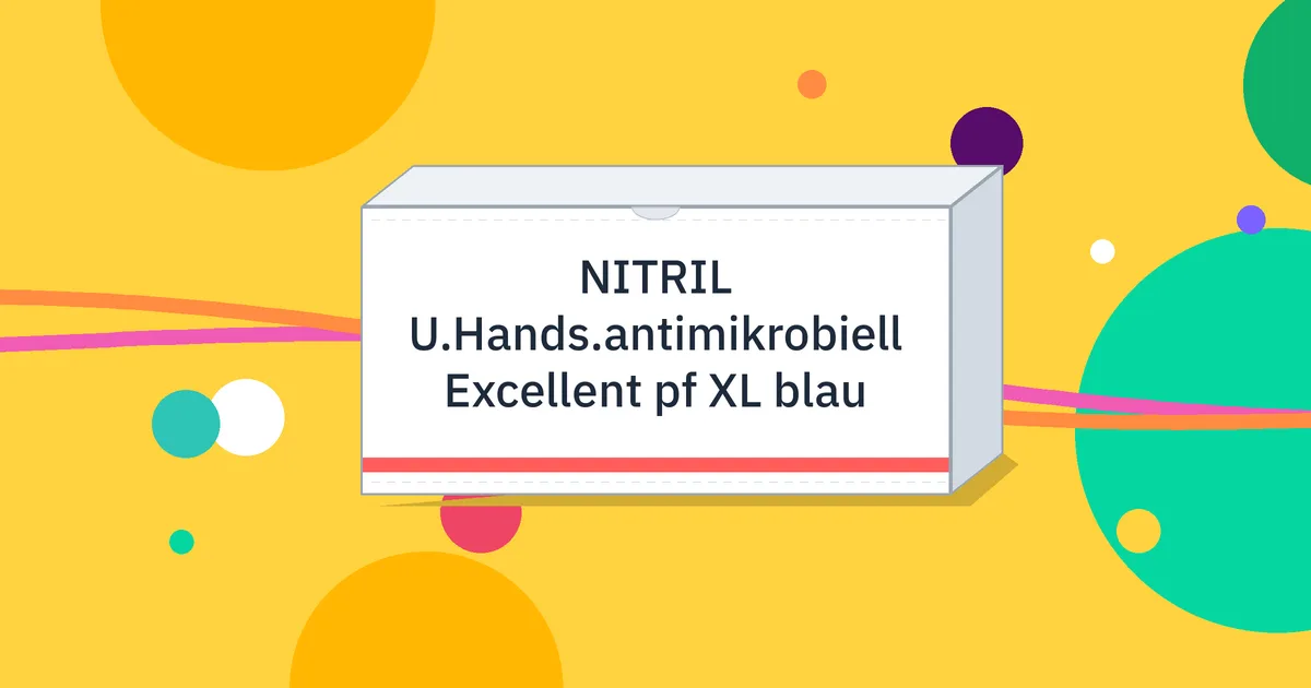 Symbolbild: Packung mit der Aufschrift NITRIL U.Hands.antimikrobiell Excellent pf XL blau (PZN 15270254) – Verfügbarkeit und Bezug in Apotheken in Frankfurt am Main