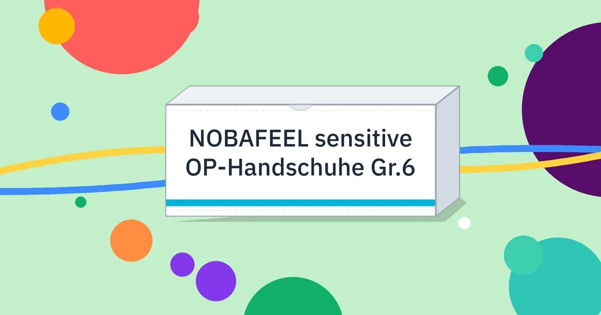 Symbolbild: Packung mit der Aufschrift NOBAFEEL sensitive OP-Handschuhe Gr.6 (PZN 07403161) – Verfügbarkeit und Bezug in Apotheken in Frankfurt am Main