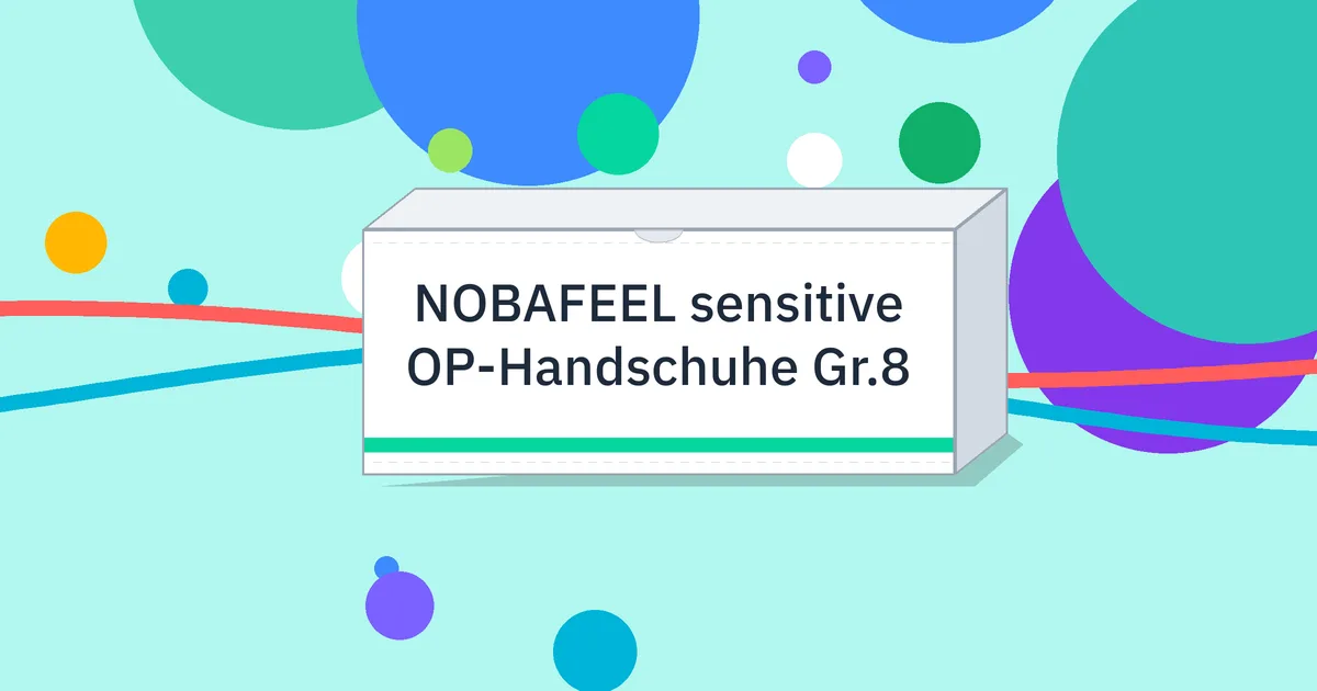 Symbolbild: Packung mit der Aufschrift NOBAFEEL sensitive OP-Handschuhe Gr.8 (PZN 07403178) – Verfügbarkeit und Bezug in Apotheken in Frankfurt am Main