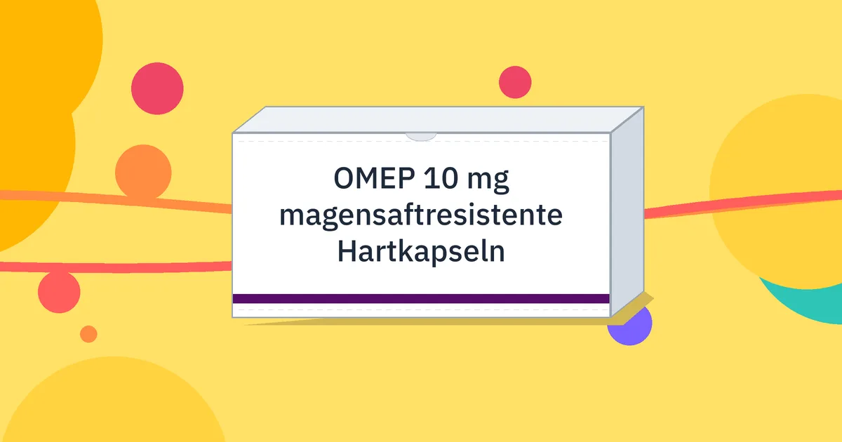 Symbolbild: Packung mit der Aufschrift OMEP 10 mg magensaftresistente Hartkapseln (PZN 01406750) – Verfügbarkeit und Bezug in Apotheken in Frankfurt am Main