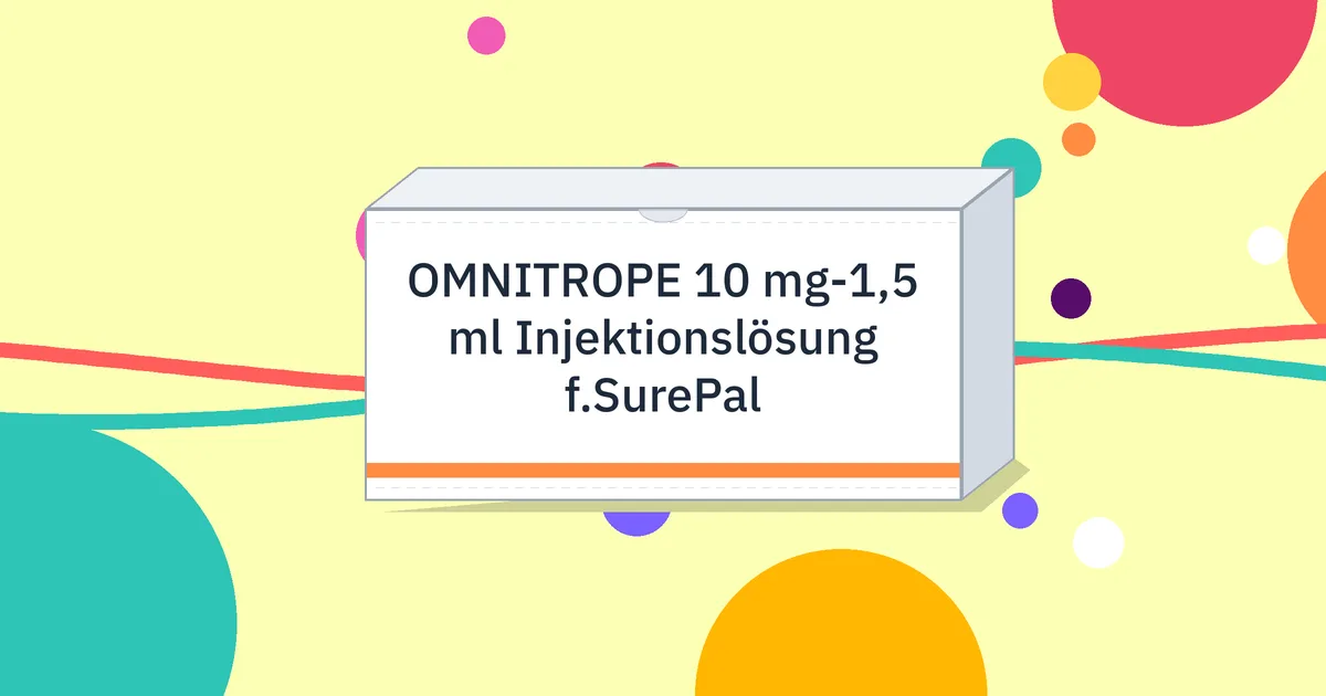 Symbolbild: Packung mit der Aufschrift OMNITROPE 10 mg-1,5 ml Injektionslösung f.SurePal (PZN 16142529) – Verfügbarkeit und Bezug in Apotheken in Frankfurt am Main