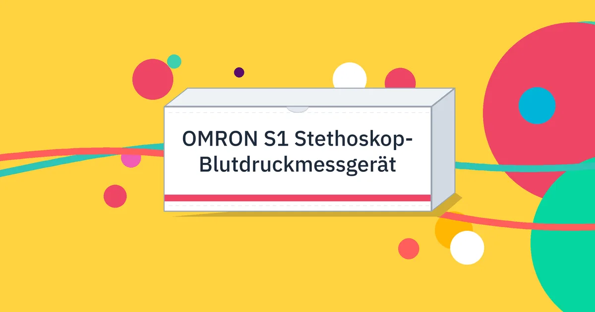 Symbolbild: Packung mit der Aufschrift OMRON S1 Stethoskop-Blutdruckmessgerät (PZN 04764349) – Verfügbarkeit und Bezug in Apotheken in Frankfurt am Main
