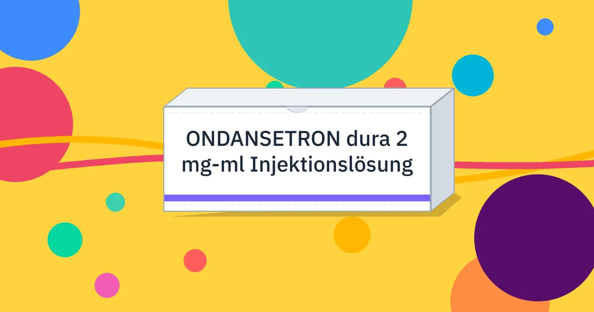 Symbolbild: Packung mit der Aufschrift ONDANSETRON dura 2 mg-ml Injektionslösung (PZN 05968640) – Verfügbarkeit und Bezug in Apotheken in Frankfurt am Main