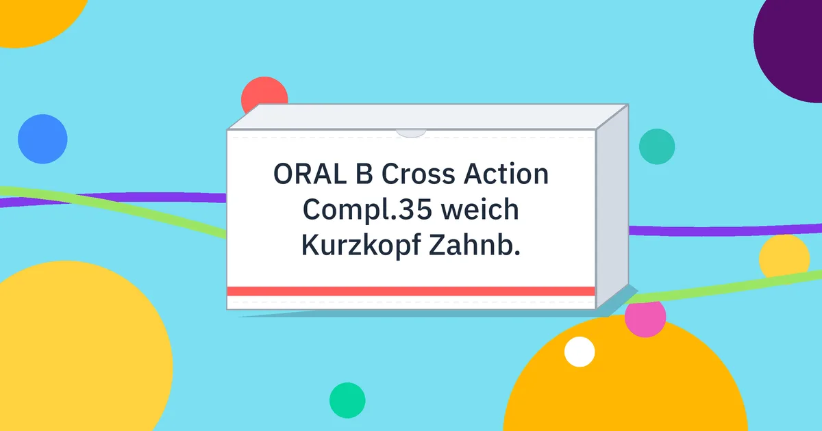 Symbolbild: Packung mit der Aufschrift ORAL B Cross Action Compl.35 weich Kurzkopf Zahnb. (PZN 01106775) – Verfügbarkeit und Bezug in Apotheken in Frankfurt am Main