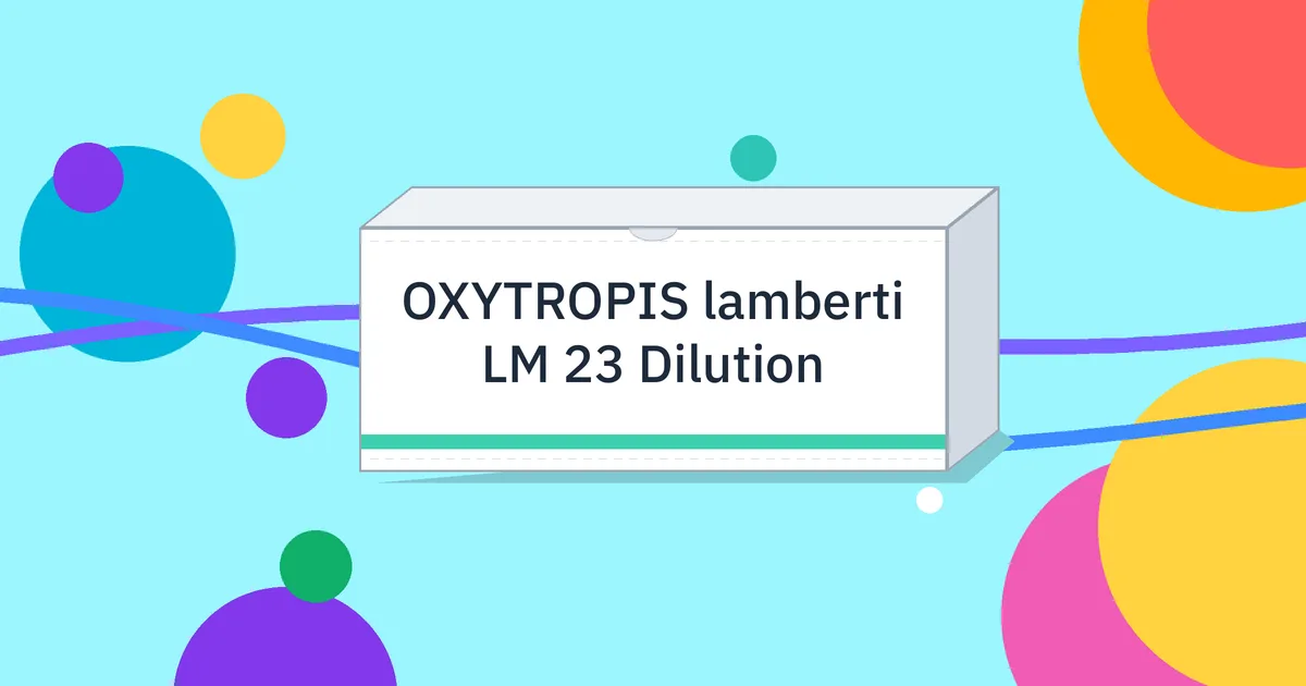 Symbolbild: Packung mit der Aufschrift OXYTROPIS lamberti LM 23 Dilution (PZN 13629998) – Verfügbarkeit und Bezug in Apotheken in Frankfurt am Main
