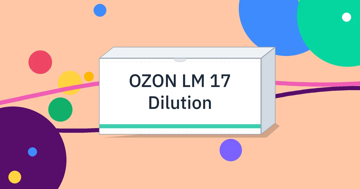 Symbolbild: Packung mit der Aufschrift OZON LM 17 Dilution (PZN 12974523) – Verfügbarkeit und Bezug in Apotheken in Frankfurt am Main
