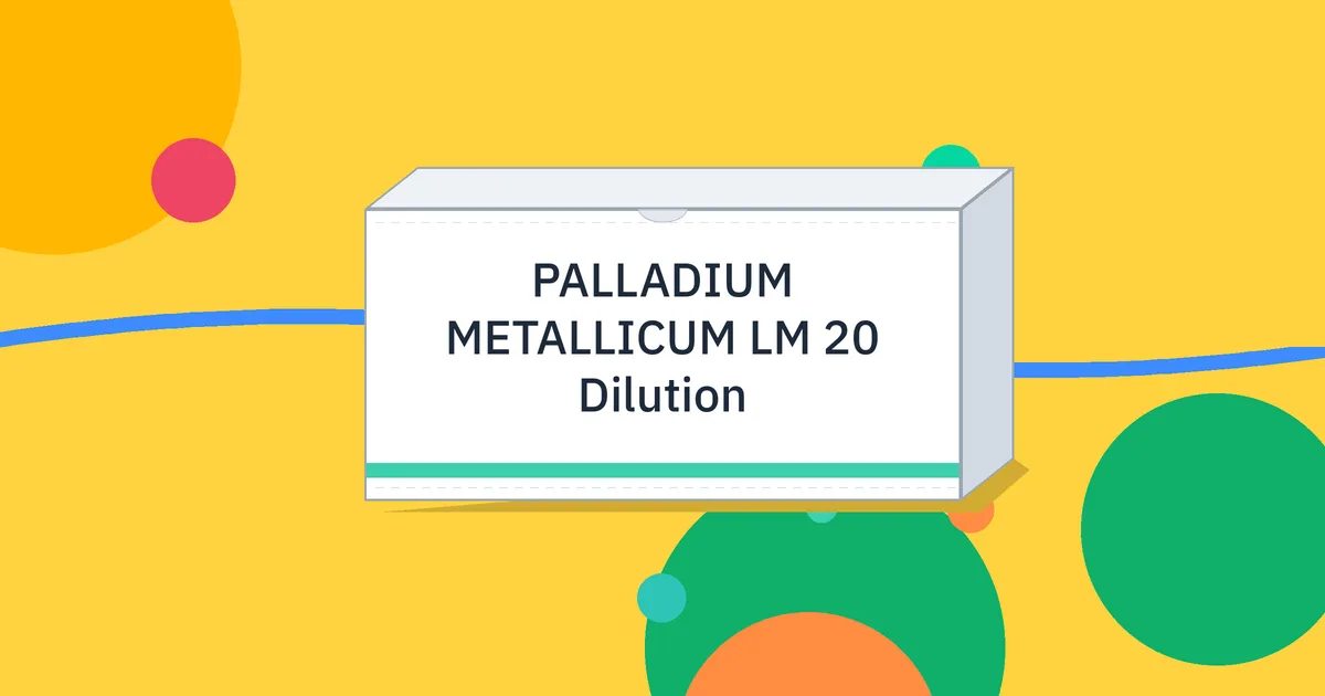 Symbolbild: Packung mit der Aufschrift PALLADIUM METALLICUM LM 20 Dilution (PZN 12975480) – Verfügbarkeit und Bezug in Apotheken in Frankfurt am Main