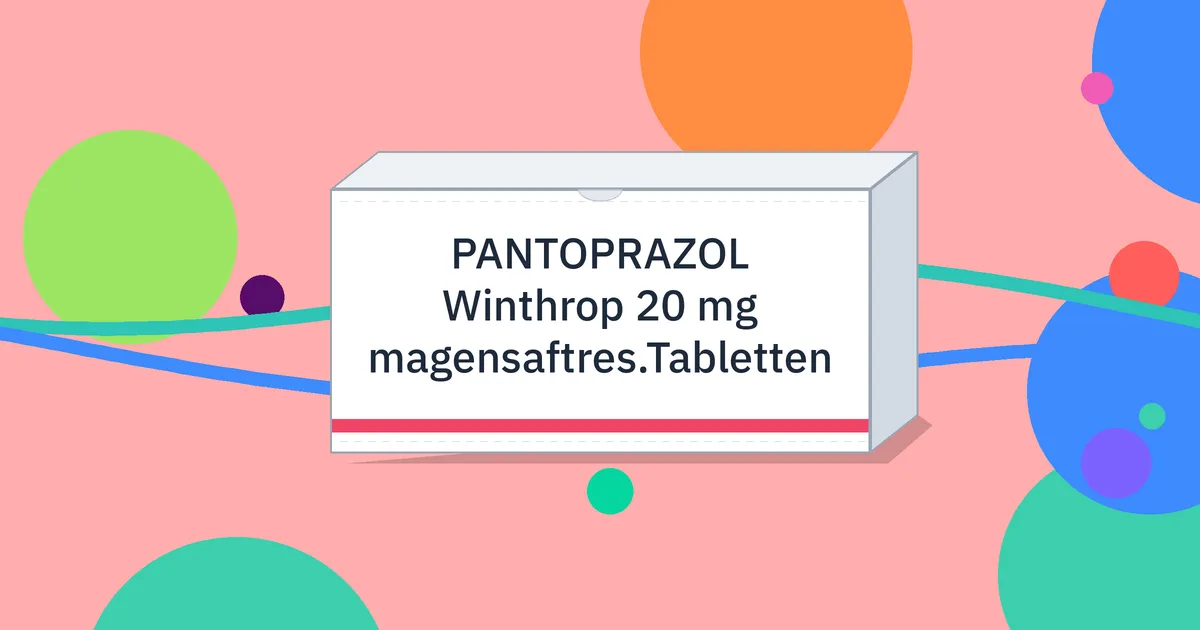 Symbolbild: Packung mit der Aufschrift PANTOPRAZOL Winthrop 20 mg magensaftres.Tabletten (PZN 09190663) – Verfügbarkeit und Bezug in Apotheken in Frankfurt am Main