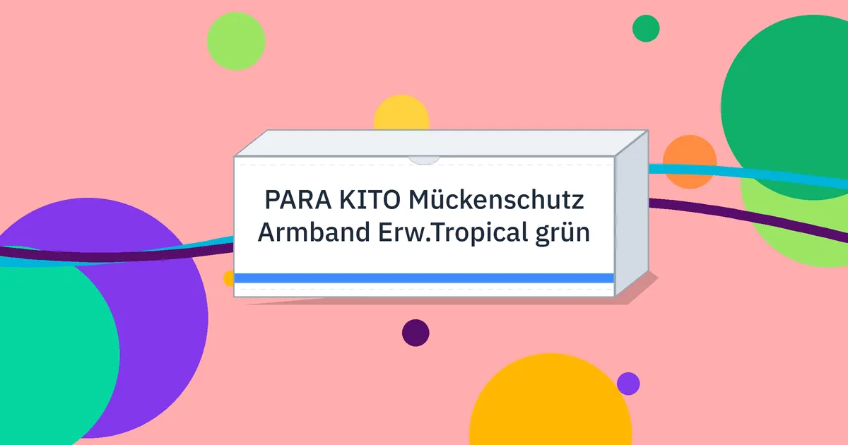 Symbolbild: Packung mit der Aufschrift PARA KITO Mückenschutz Armband Erw.Tropical grün (PZN 20573488) – Verfügbarkeit und Bezug in Apotheken in Frankfurt am Main