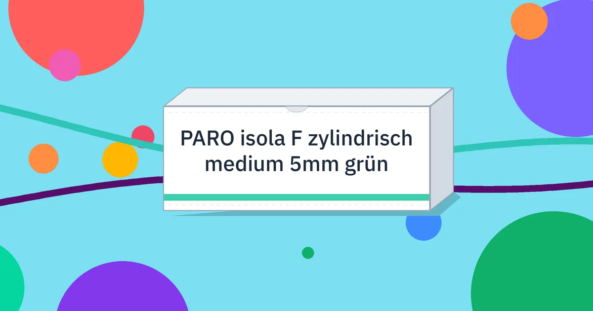 Symbolbild: Packung mit der Aufschrift PARO isola F zylindrisch medium 5mm grün (PZN 17372958) – Verfügbarkeit und Bezug in Apotheken in Frankfurt am Main